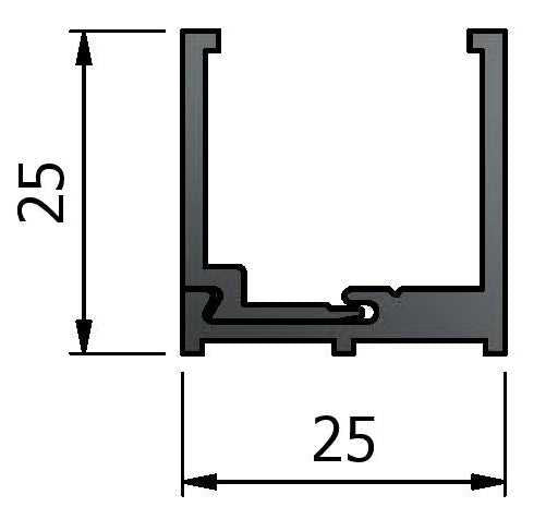Glazing U Channels - Two-Part 25 x 25 x 3m – PARTITIONS LTD